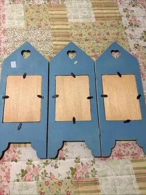 Accents | Vintage Heart Blue Decorative Wooden Triptych Frame | Poshmark